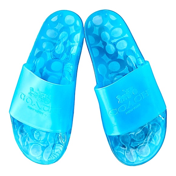 Coach | Shoes | Coach Ulyssa Blue Teal Jelly Pool Slide Sandals Shoes 9 ...
